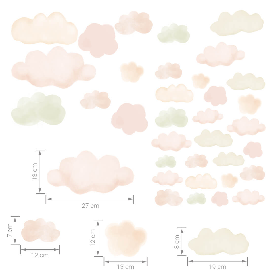 PASTELOWE LOVE - WALL STICKER MINI CLOUDS BEIGE / Tuliroom